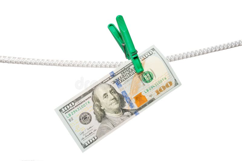 Dollar Bill and Pin on the Rope and Pin Isolated Stock Image - Image of ...