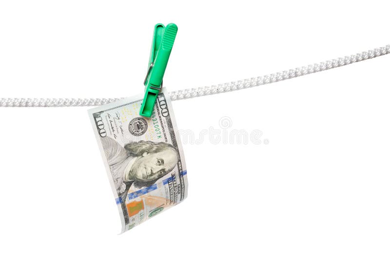 Dollar Bill and Pin on the Rope and Pin Isolated Stock Image - Image of ...