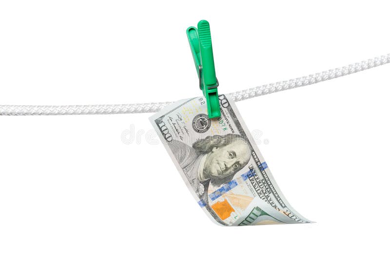 Dollar Bill and Pin on the Rope and Pin Isolated Stock Image - Image of ...