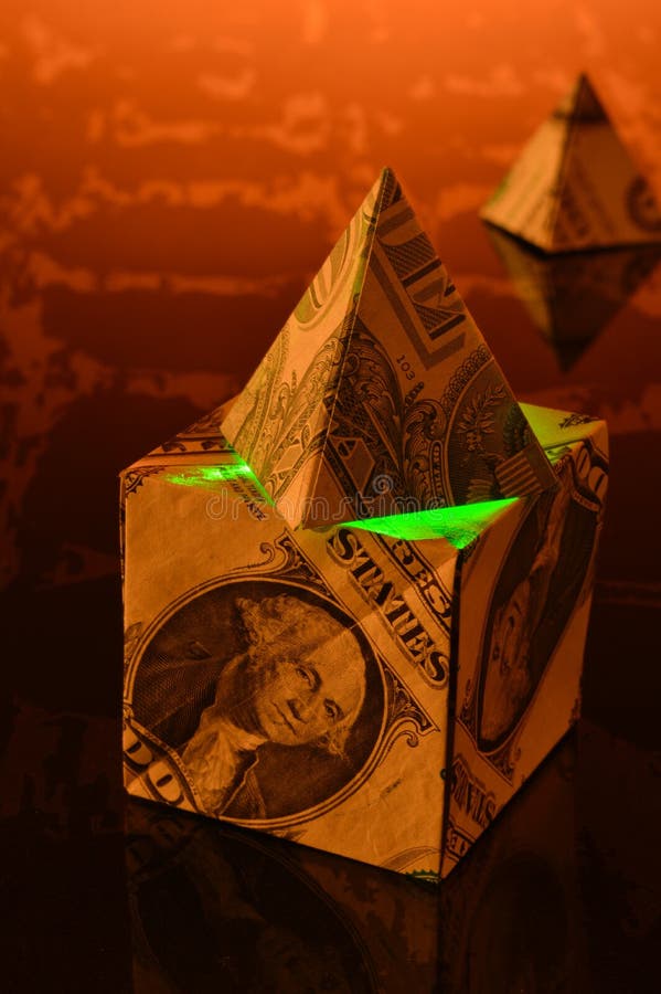 Dollar Bill Pyramid Resting Atop a Cube Made of Dollar Bills Stock ...