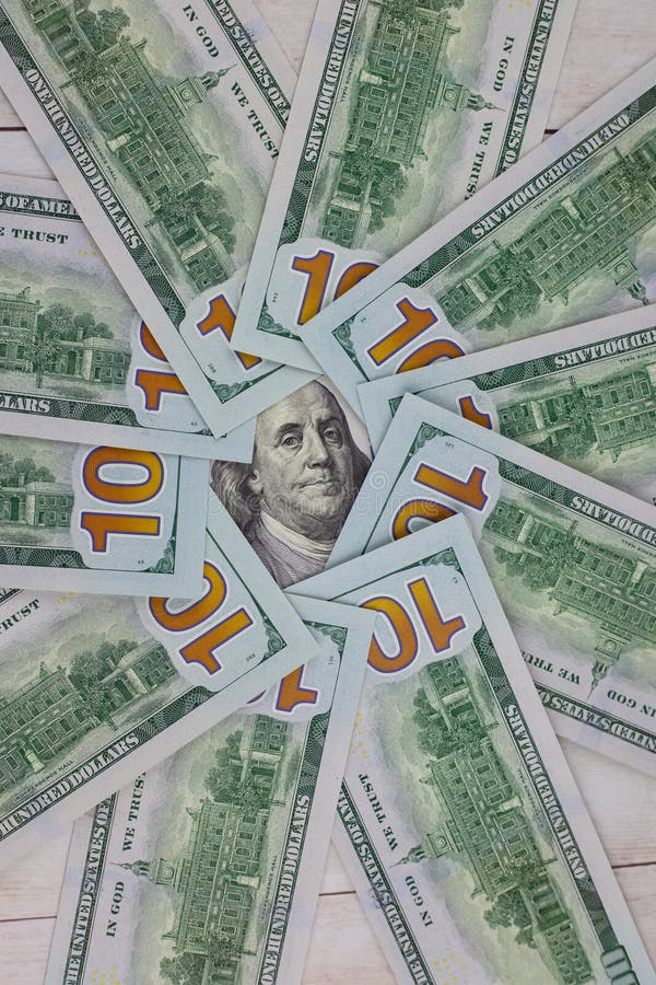 Dollar Bill on a Recurring Circular Texture Money. Stock Photo - Image ...