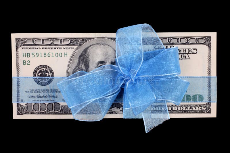 Dollar bill with ribbon stock image. Image of giving - 23770653