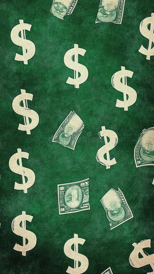 Dollar Bill and Symbol Pattern on Green Background, a Visual ...