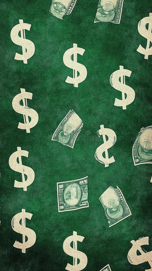Dollar Bill and Symbol Pattern on Green Background, a Visual ...