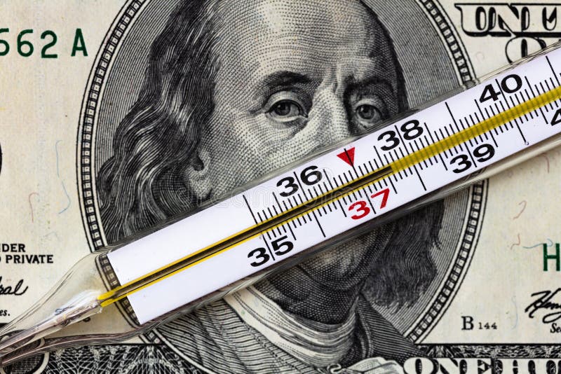 100 Dollar Bill and Thermometer Background Stock Image - Image of ...