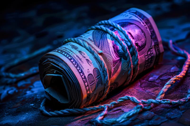 Dollar Bill is Tied To a Rope Stock Photo - Image of bill, decoration ...