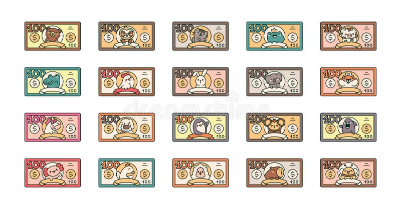 Dollar bills with animals stock illustration. Illustration of shape ...