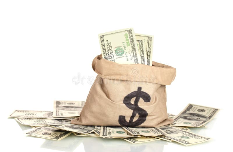 Dollar bills in a bag stock image. Image of paying, exchange - 22935663