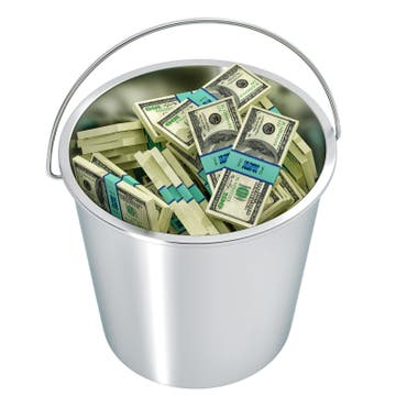 100 Dollar Bills in a Bucket Stock Illustration - Illustration of ...