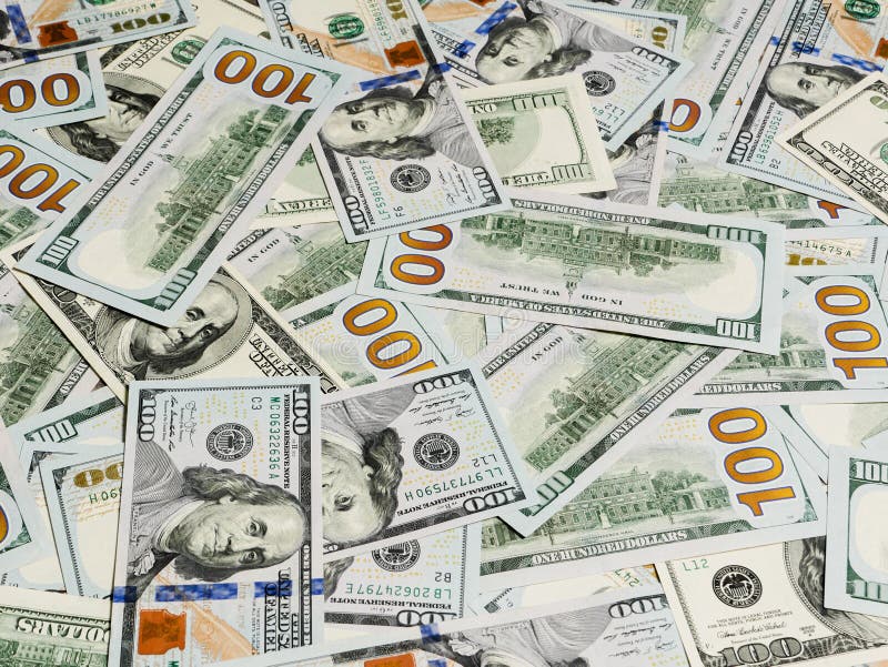 Group of Money Stack of 100 US Dollars Banknotes. Stock Photo - Image ...