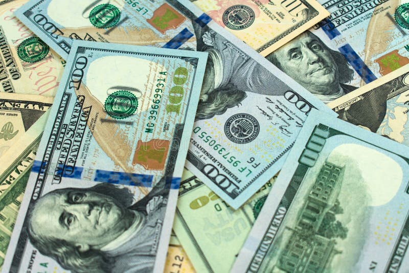 Dollar Bills of Different Denominations. Background Stock Image - Image ...