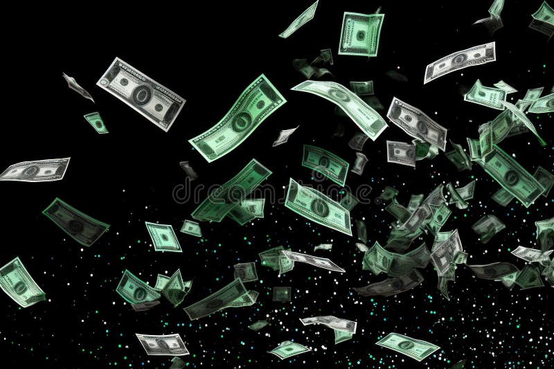 Dollar Bills Falling with Colorful Abstract Background Stock Photo ...