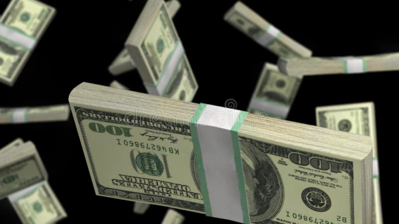 Dollar Bills Falling Money Stack Cash Flow Rain Animated Background ...