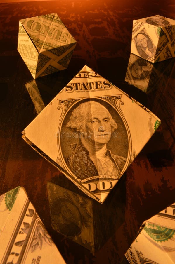 Dollar Bills Folded into Cubes Stock Photo - Image of banking, dollar ...