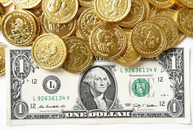 Dollar coin and gold money stock image. Image of money - 90707081