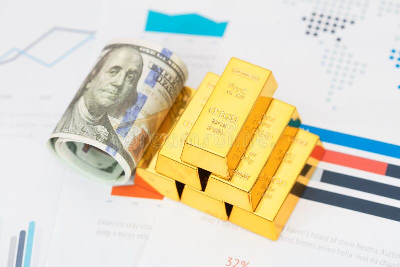 Dollar Bills and Gold on Documents Stock Photo - Image of financial ...