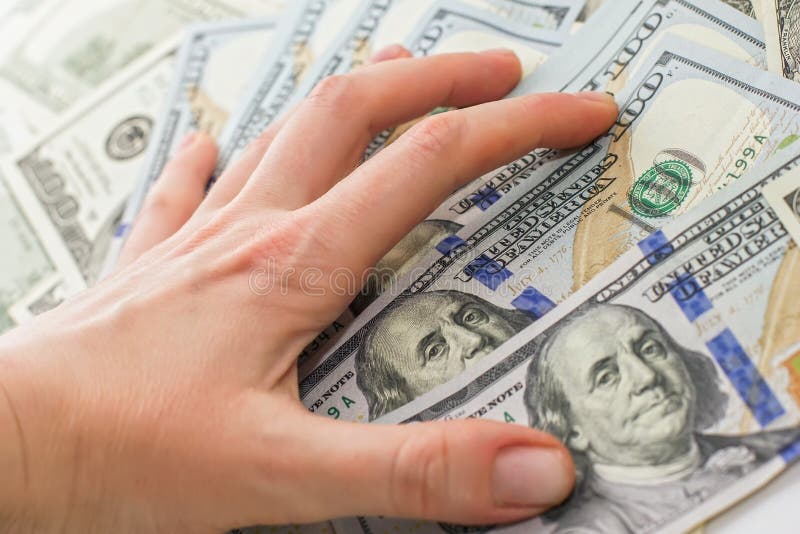 Dollar Bills on Hand, Hand with Money, 100 Dollar Stock Photo - Image ...