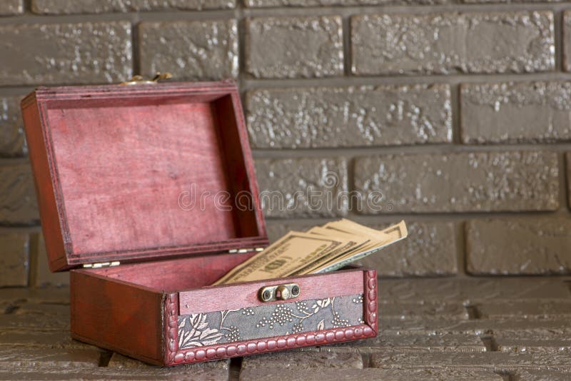 Dollar Bills Inside an Old Brown Box Stock Image - Image of currency ...