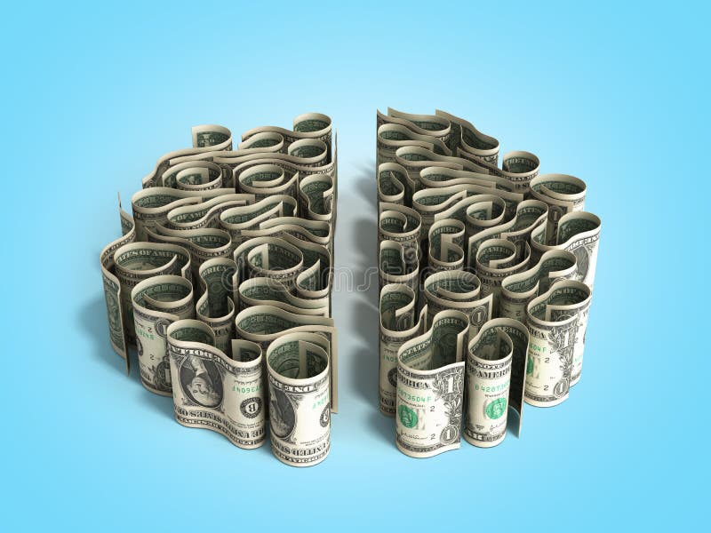 Dollar Bills Laid Out in the Form of Convolutions of the Brain Concept ...