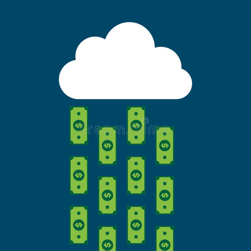 Dollar Bills Raining from a Cloud Stock Vector - Illustration of bank ...