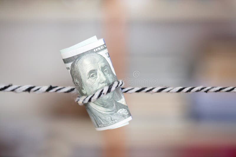 Dollar Bills Tied by a Rope Stock Photo - Image of leave, crisis: 197010862