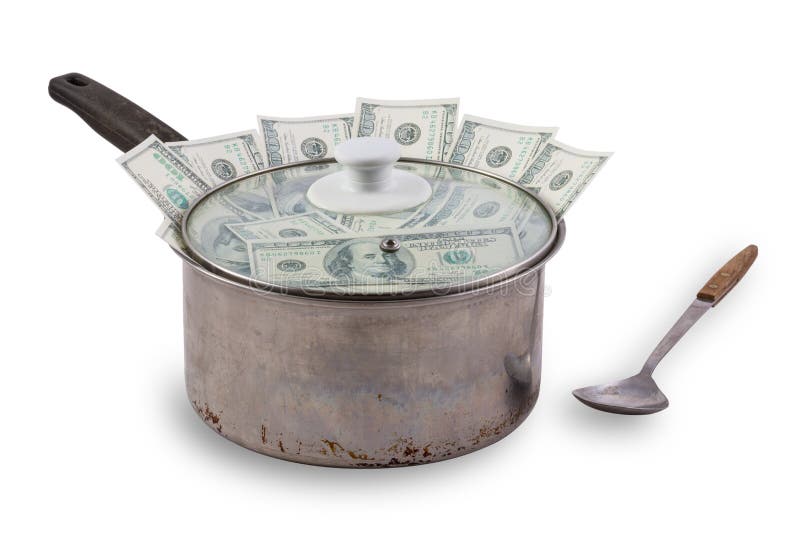 Dollar bills in Used pot stock image. Image of dinner - 58789953