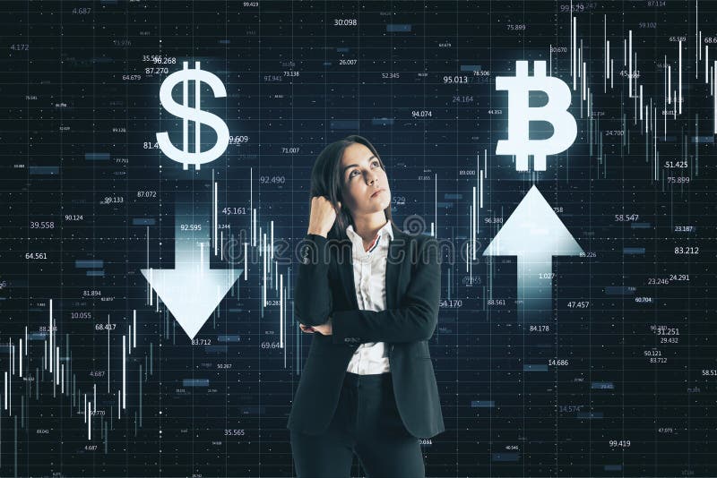 Dollar and bitcoin concept stock photo. Image of concept - 150668366