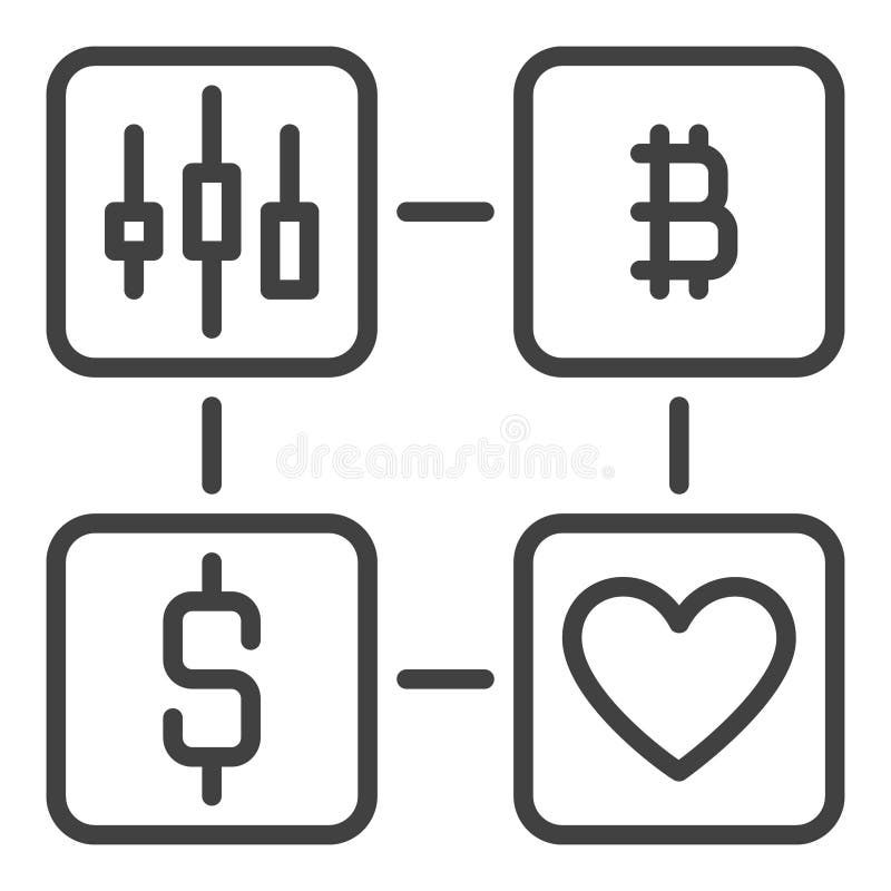 Dollar,BTC,Heart and Candle Chart Vector Icon or Symbol in Outline ...