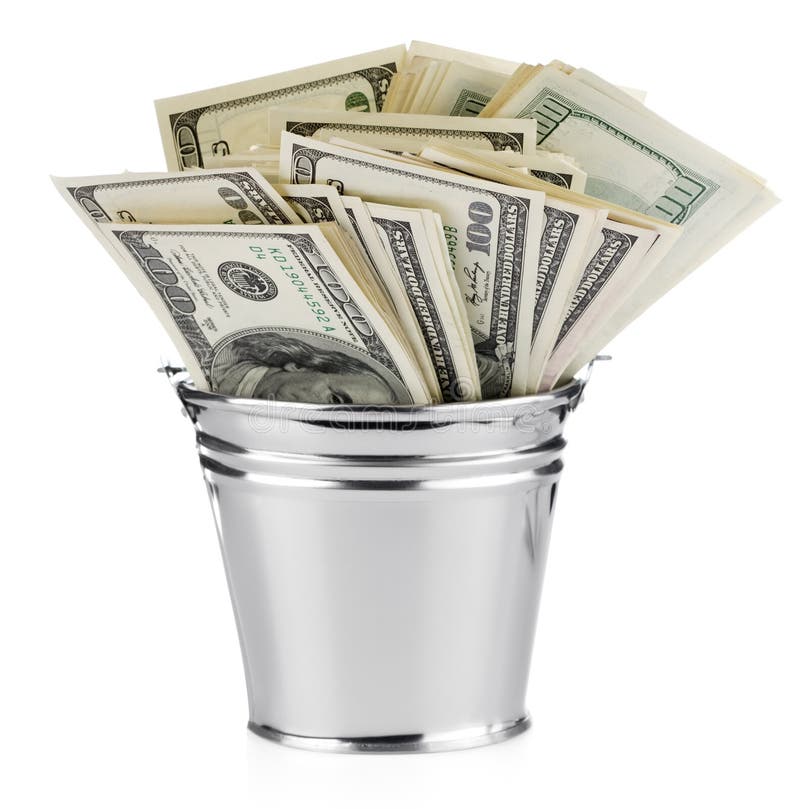 Bucket of Cash stock photo. Image of conceptual, rich - 1386274