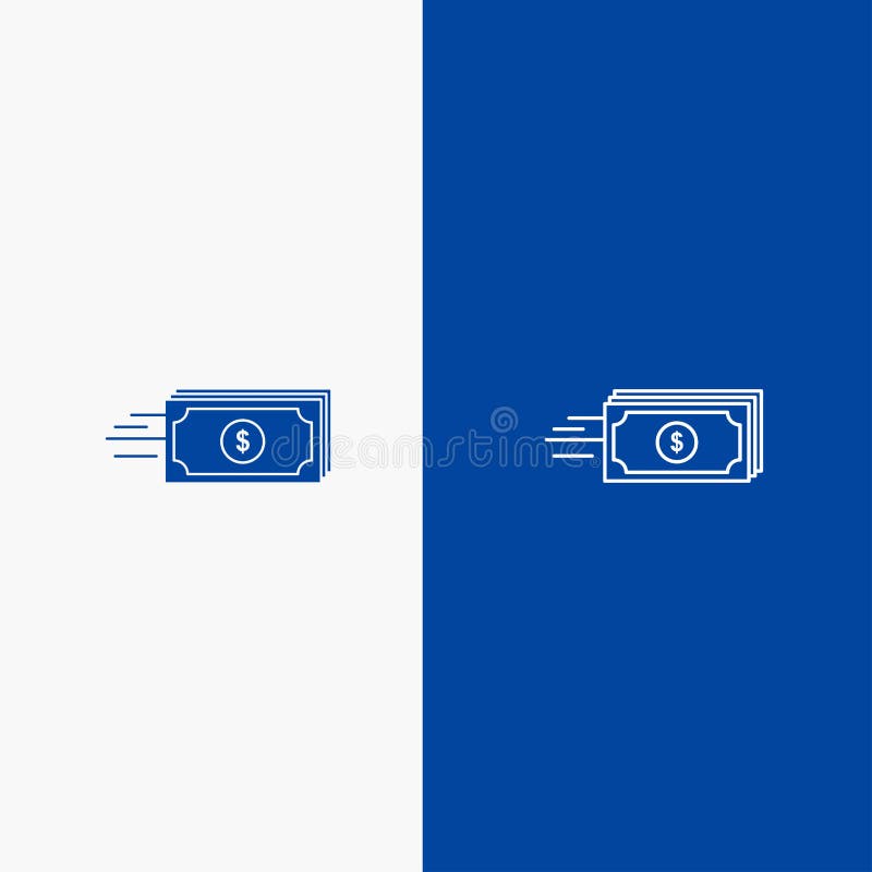 Dollar, Business, Flow, Money, Currency Line and Glyph Solid Icon Blue ...