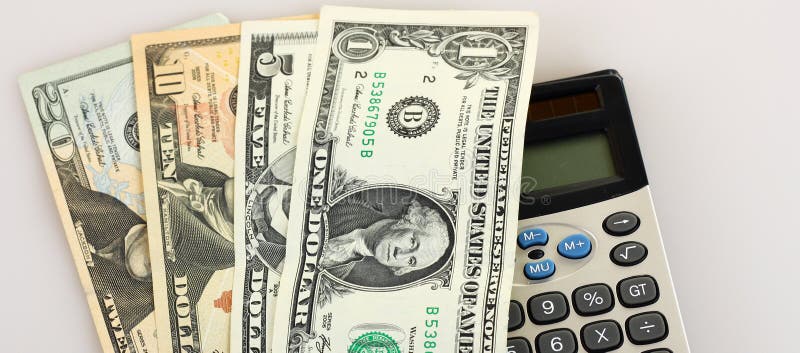 Dollar and Calculator stock photo. Image of payment, cash - 21474744