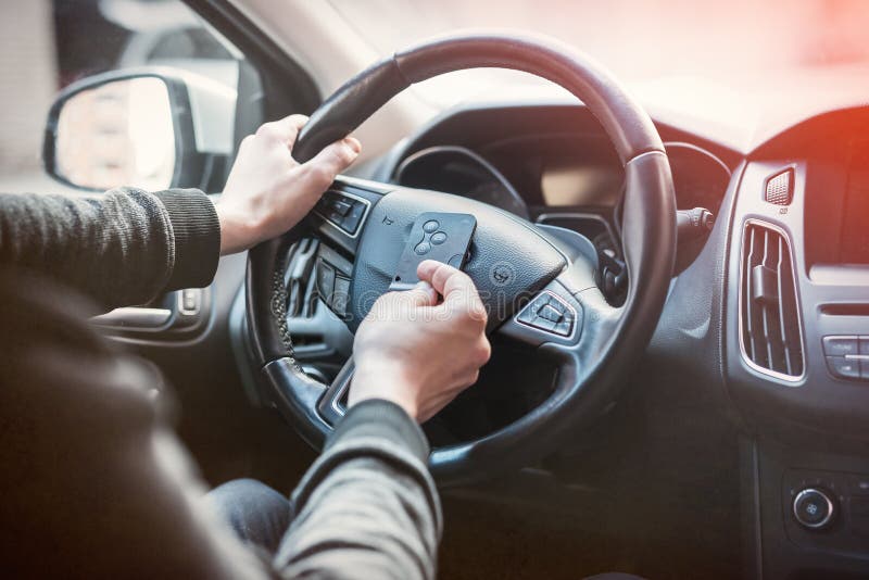 Dollar and Car Key in Male`s Hand Inside Car Stock Photo - Image of ...