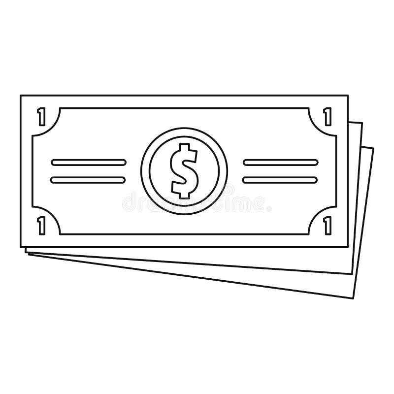 Dollar Cash Icon, Outline Style. Stock Vector - Illustration of note ...