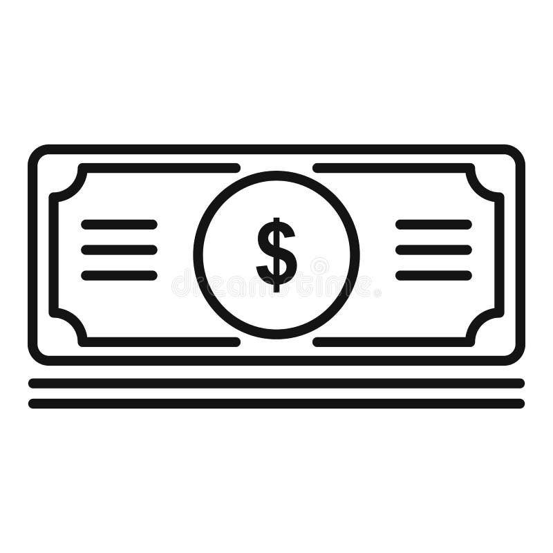 Dollar Bill Icon, Outline Style. Stock Illustration - Illustration of ...