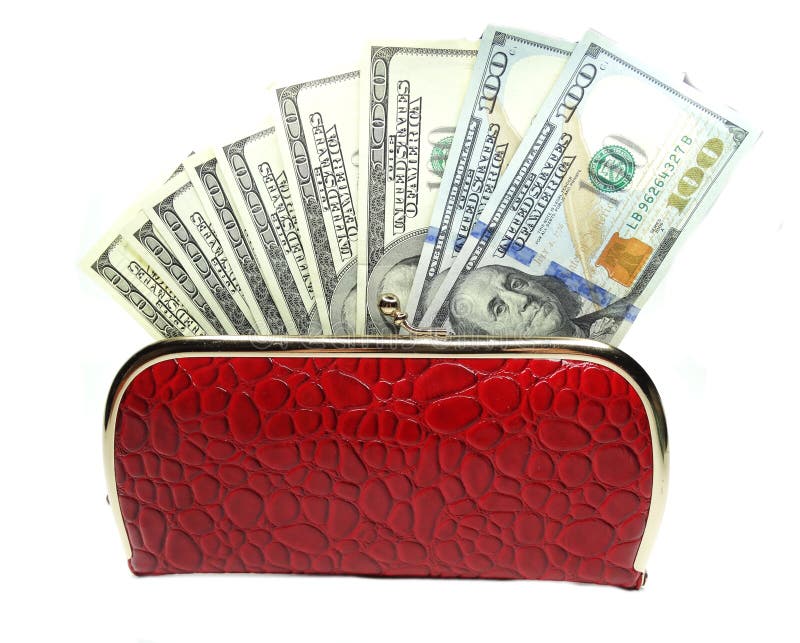 Dollar Cash Money in Red Wallet Stock Image - Image of earnings ...