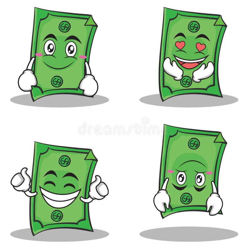 Dollar Character Cartoon Style Set Collection Stock Vector ...