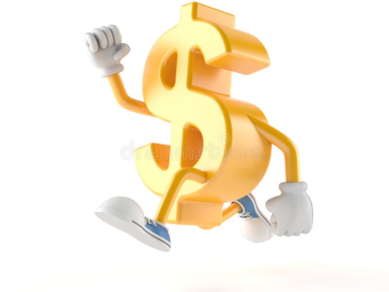 Dollar Sign Cartoon Character Running Stock Illustration - Illustration ...