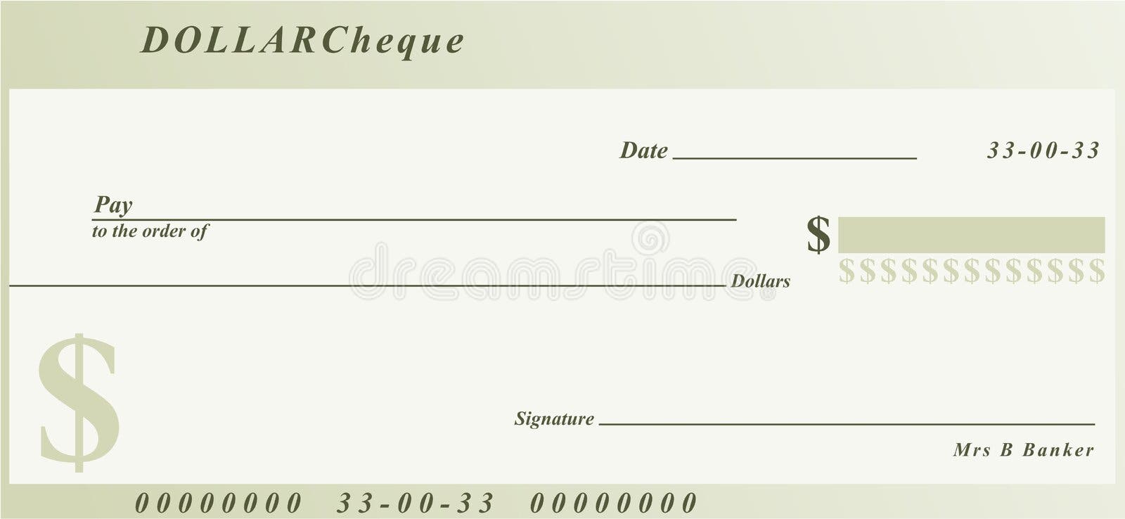 Dollar cheque stock illustration. Illustration of account - 4182842