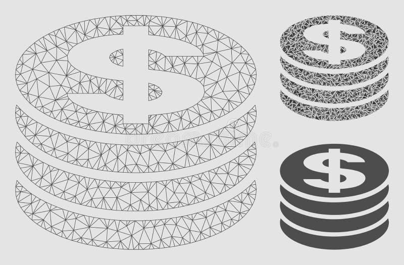 Dollar Coin Column Vector Mesh Wire Frame Model and Triangle Mosaic ...