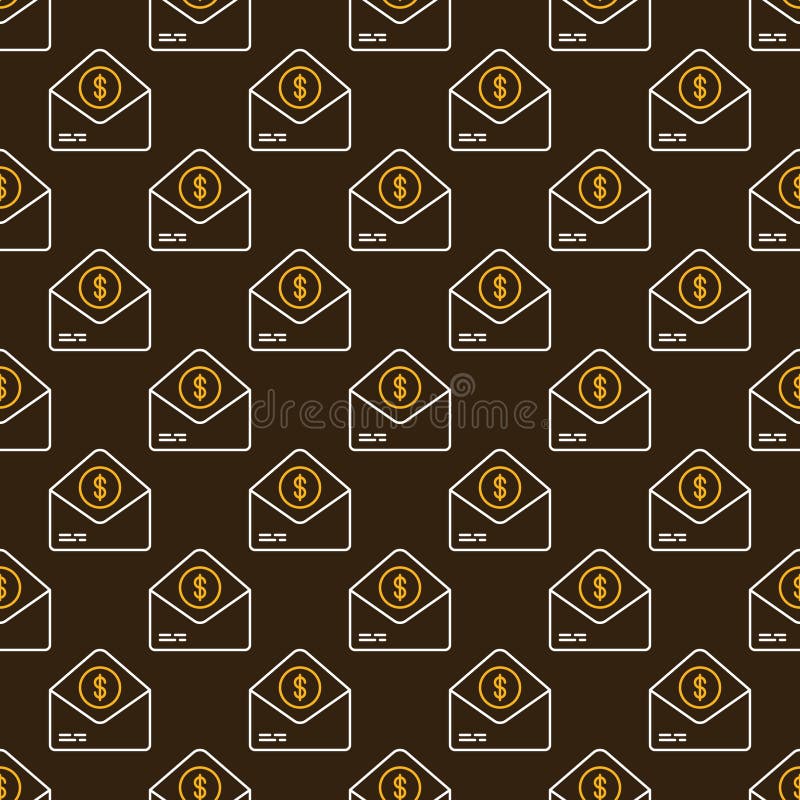 Dollar Coin in Envelope Vector Concept Line Brown Seamless Pattern ...