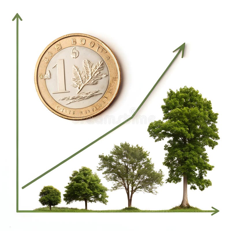 Dollar Coin Growing Graph with Trees Stock Illustration - Illustration ...