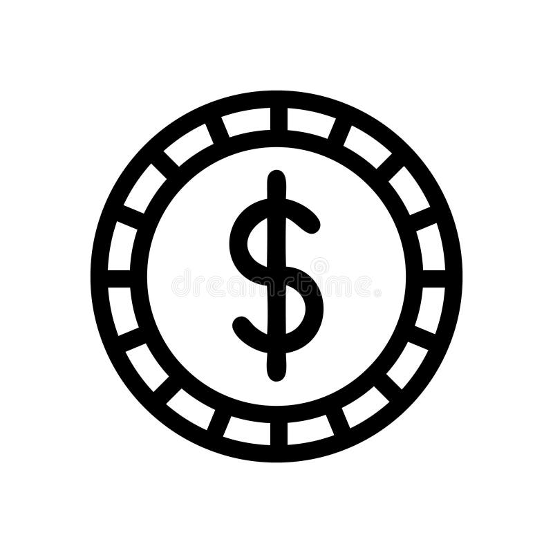 Dollar Coin Icon. Black Icon of Dollar. Money Symbol Stock Vector ...