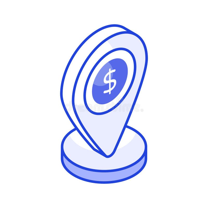 Dollar Coin Inside Location Pin Showing Concept Isometric Vector of ...