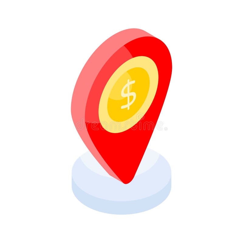 Dollar Coin Inside Location Pin Showing Concept Isometric Vector of ...