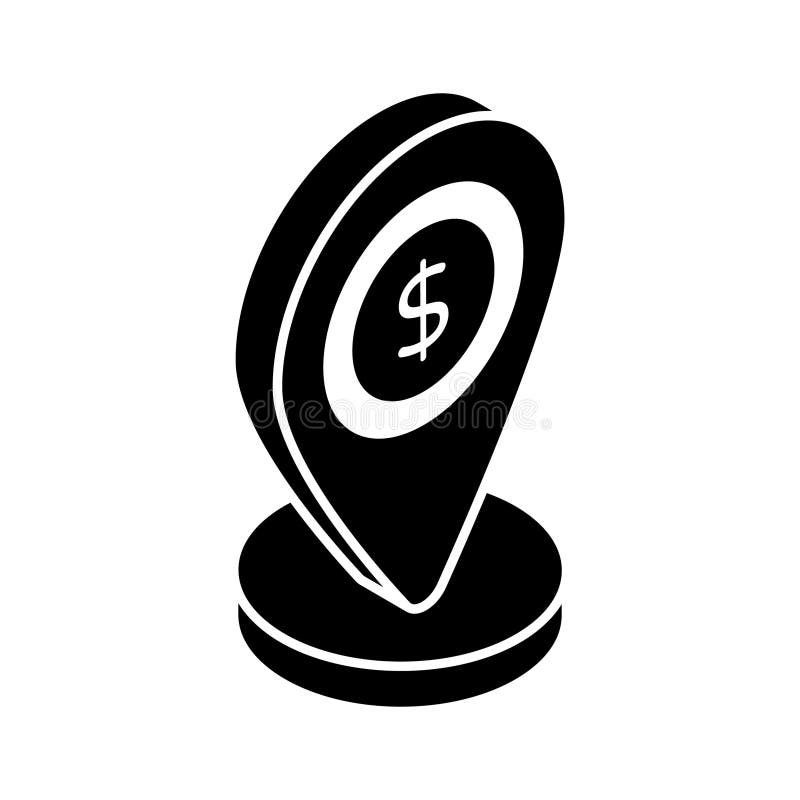 Dollar Coin Inside Location Pin Showing Concept Isometric Vector of ...