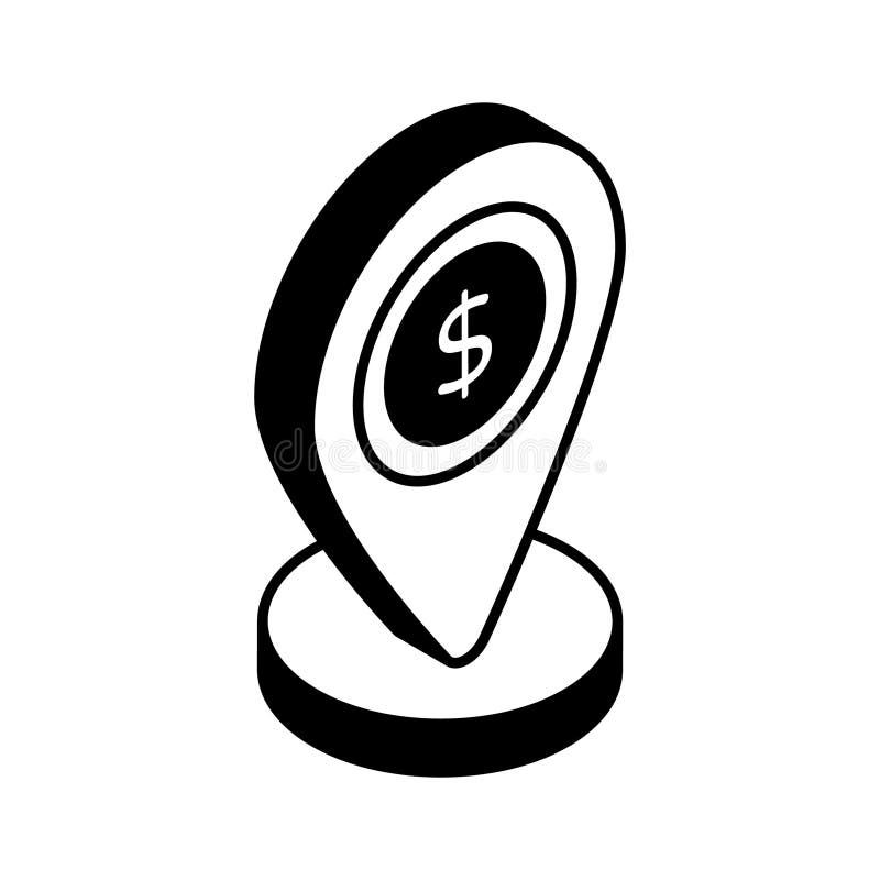 Dollar Coin Inside Location Pin Showing Concept Isometric Vector of ...
