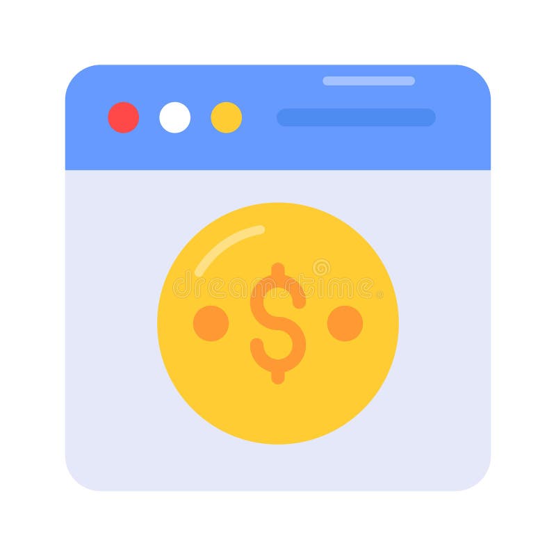 Dollar Coin Inside Webpage Showing Concept Icon of Pay Per Click or ...