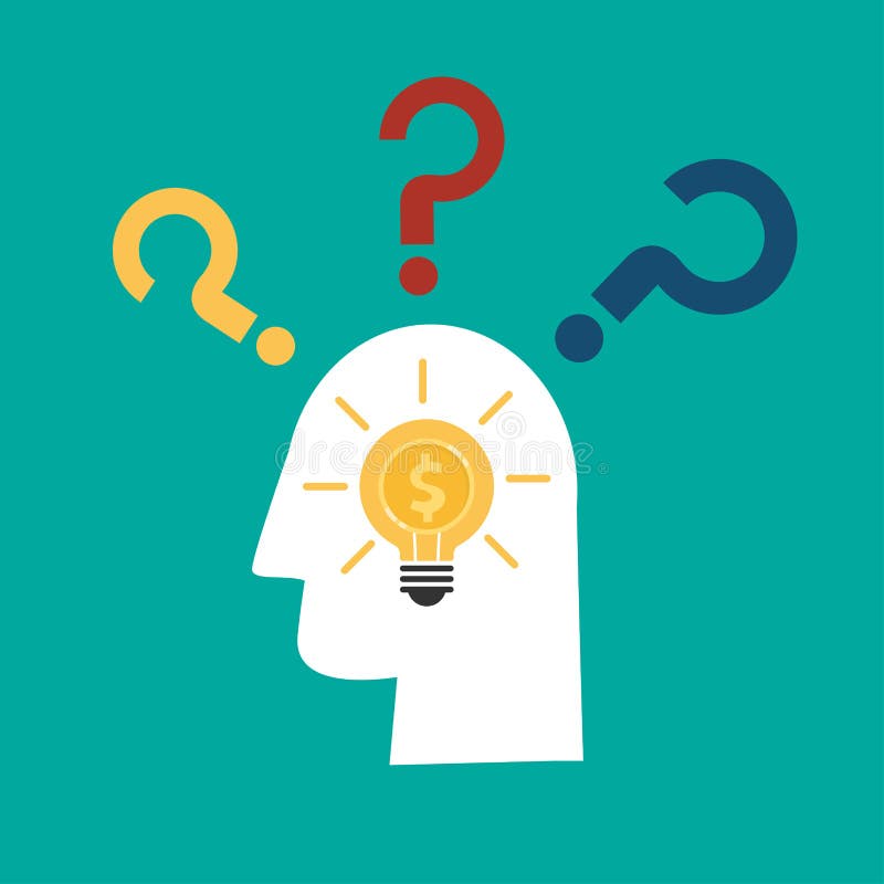 Dollar Coin in Light Bulb in Head Idea and Question Mark Icon Vector ...