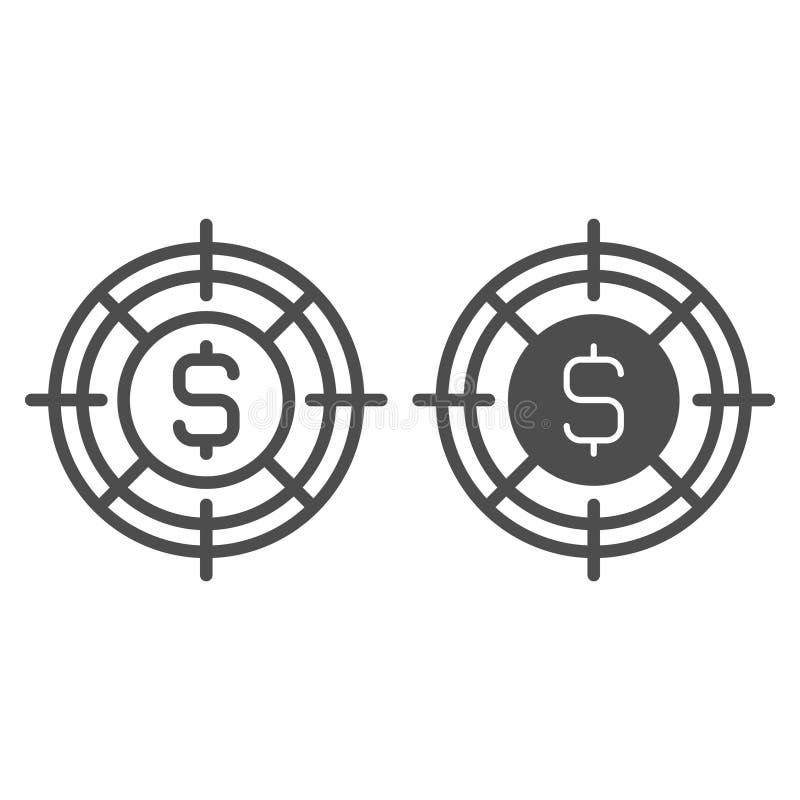 Dollar Coin with Target Pointer Line and Solid Icon, Financial Advice ...