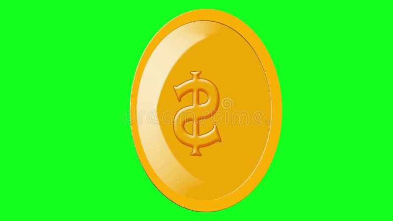 Dollar Coin Yellow Gold Color Falling Animation Greenscreen Stock Video ...
